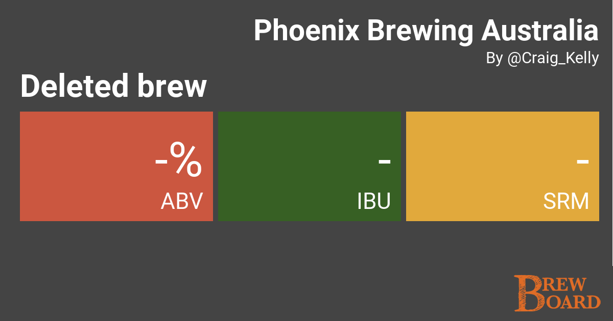 Deleted brew on Phoenix Brewing Australia BrewBoard